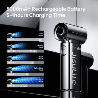 【Limited Edition】JISULIFE Handheld Fan Life9 Chrome 5000mAh Battery 5 ...